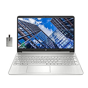 HP 15.6" FHD IPS Touchscreen Laptop, 11th Gen Intel Core i7-1165G7 Processor, 12GB DDR4 RAM, 256GB SSD, Intel Iris Xe Graphics, 720p HD Webcam, Windows 11, Silver, 32GB Hotface USB Card
