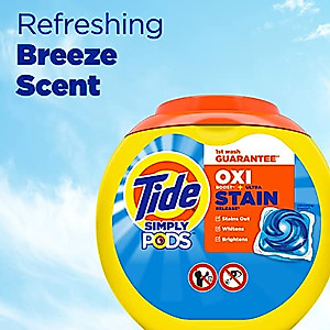 Tide Simply Pods + Oxi Laundry Detergent Soap Pods, Refreshing Breeze, 55 Count, 30 ounces