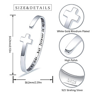 WOUOVO Cross Urn Bracelet for Ashes - 925-Sterling-Silver Adjustable Celtic Knot Urn Ring Platinum Plated Cross Cuff Bangle Memorial Keepsake Cremation Jewelry for Women Men