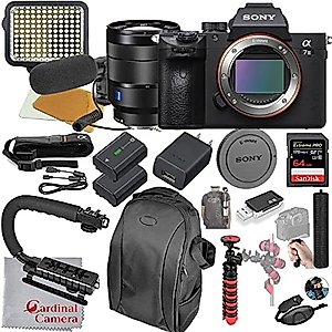 Sony a7 III Mirrorless Digital Camera with 24-70mm f/4 Lens Video Bundle + LED Video Light + Microphone + Extreme Speed 64GB Memory(20pc Bundle)