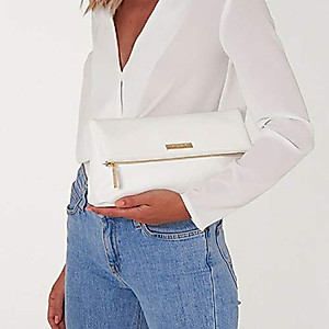 KATIE LOXTON Alise Womens Vegan Leather Zipper Fold-over Clutch Purse White