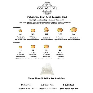 Gold Medal Bean Bags Gold Medal Antistatic Expanded Polystyrene 3 Cubic Feet Bean Bag Refill, White