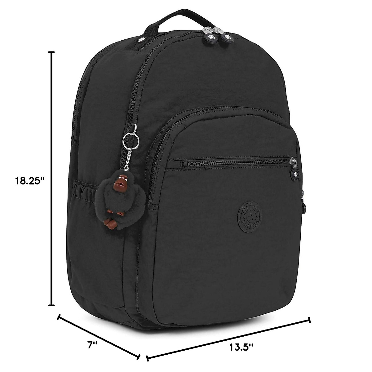 Kipling Women's Seoul Go XL Backpack, Padded, Adustable Backpack Straps, Zip Closure, Black Tonal