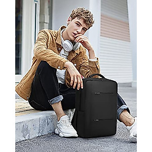 LOVEVOOK Laptop Backpack for Women & Men, Unisex 15.6 inch Waterproof Travel Backpack, Work Backpack Casual Daypack with USB Charging Port, Computer Backpack for Business Black