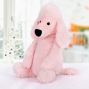 Poodle Plush Toy, 16 inch Stuffed Animal Throw Plushie Pillow Doll, Soft Pink Fluffy Puppy Dog Hugging Cushion - Present for Every Age & Occasion, Pink Poodle