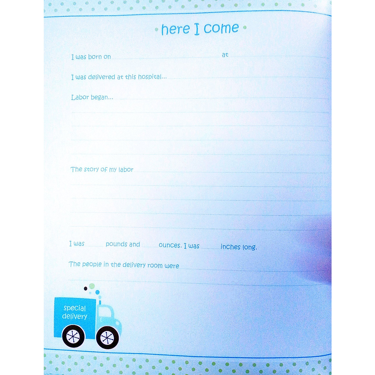 Lil Peach Train Baby Five Year Memory Book Photo Journal, Cherish Every Precious Moment Of Your Babys First Years, Blue