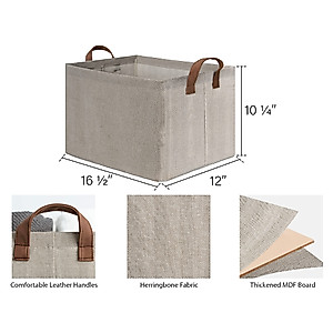 StorageWorks Storage Baskets for Shelves with Metal Frame, Organizing Basket, Shelf Baskets, Brown and Beige, 4-Pack