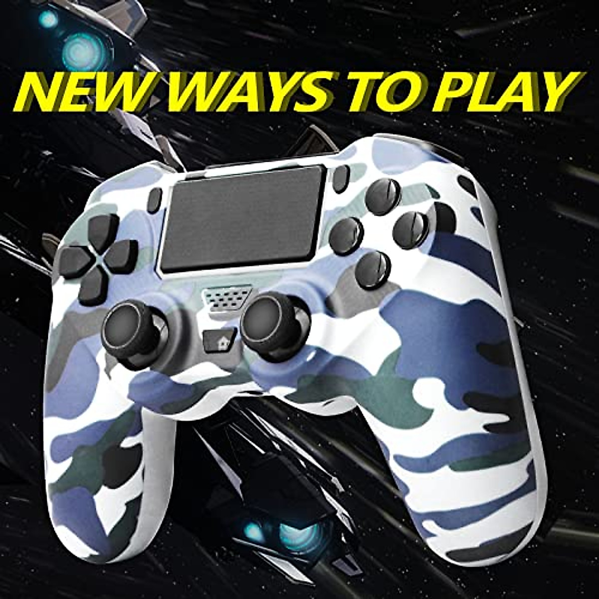 eeidc 2 Pack Wireless Controller for PS4, Remote Control for Playstation 4/Slim/Pro with Double Shock/Audio/Six-axis Motion Sensor(Purple and Blue Camo)