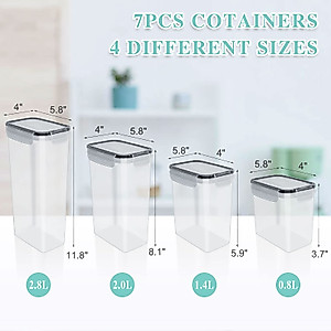 Jeffbaubl 7 PCS Airtight Food Storage Containers,Kitchen Storage Containers with Lids,Plastic Dry Food Canisters with Marker & 24 Labels For Pantry Organization Storage,BPA Free