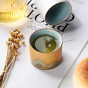 Evannt Ceramic Tea Cups Chinese Tea Cup Set of 3 Small Japanese Tea Cups Porcelain Sake Cup Kung Fu Tea Set Retro Style (Style 1#)