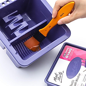 Mont Marte Twin Compartment Plastic Brush Washer. Easy Paint Brush Cleaning and Drying. Suitable for Acrylic and Watercolor Painting.