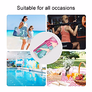 Qilmy 2pcs Mermaid Cloth Diaper Wet Dry Bag Waterproof Reusable Wet Dry Organizer with Zipper for Travel, Beach, Pool, Diapers, Gym Clothes, Wet Swimsuits