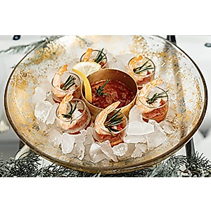 Mud Pie, Gold, Foiled Glass Chip & Dip Set, 2.75" x 12.5" dia, chip 2 3/4" x 12 1/2" dia | dip 2" x 3 1/2" dia