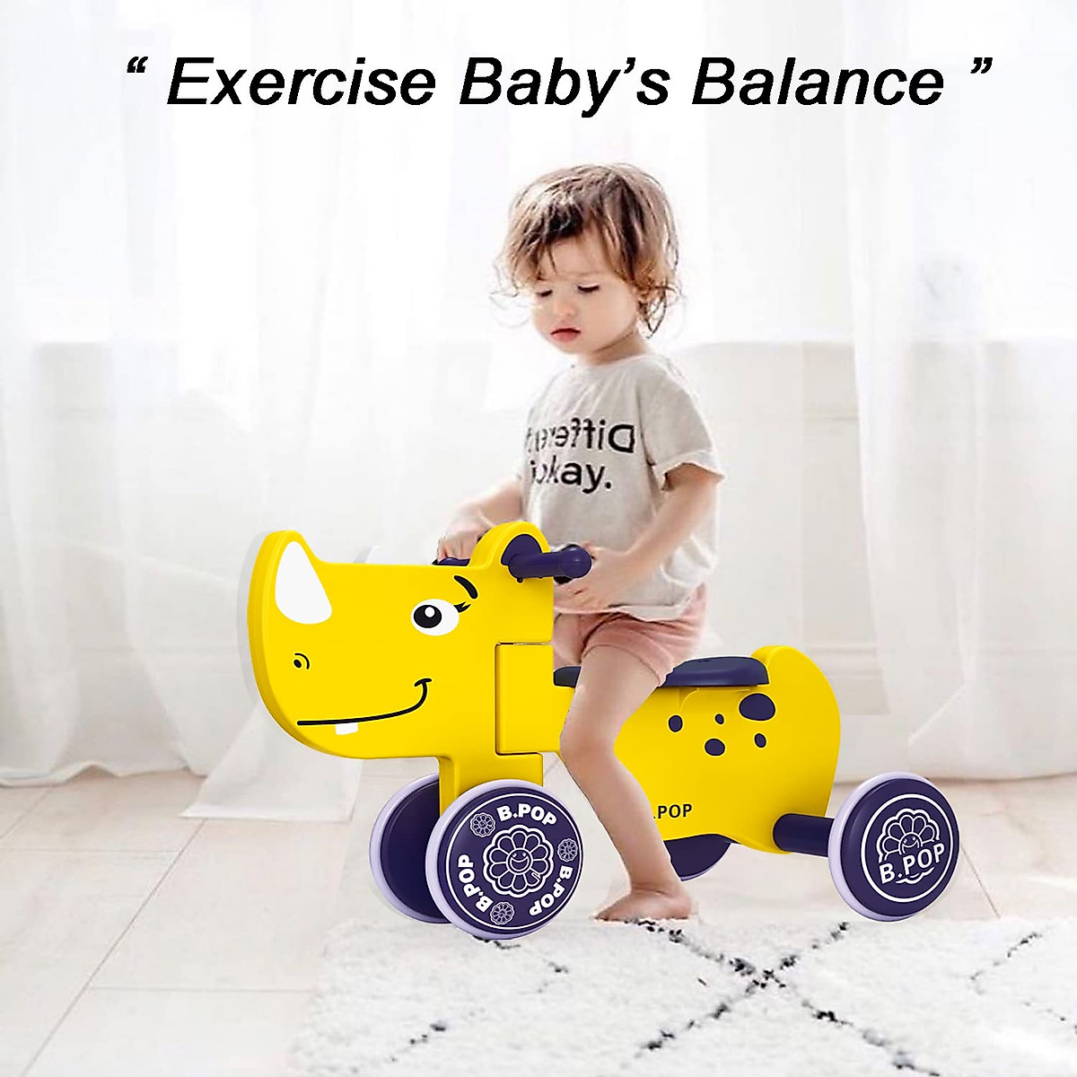 RUAN Rhino Toddler Ride On Toys, Baby Balance Bike Go and Grows Ride On Toys with Music & Light for 18-36 Months Old Kids Boys Girls (369)