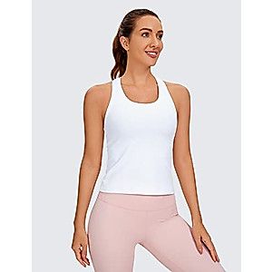 CRZ YOGA Butterluxe Racerback Workout Tank Tops for Women Sleeveless Gym Tops Athletic Yoga Shirts Camisole White Small