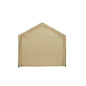 Carport, 10 x 20 ft Heavy Duty Carport with Ventilated Windows, Portable Garage with Removable Sidewalls & Doors, All-Season Car Canopy for Auto, Truck, Boat, SUV, Beige CP01