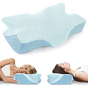 Anvo Cervical Pillow for Neck Pain Relief - Neck Pillows for Pain Relief Sleeping - Memory Foam Pillows for Neck and Shoulder Pain - Ergonomic Pillow for Side Back Stomach Sleeper - Firm
