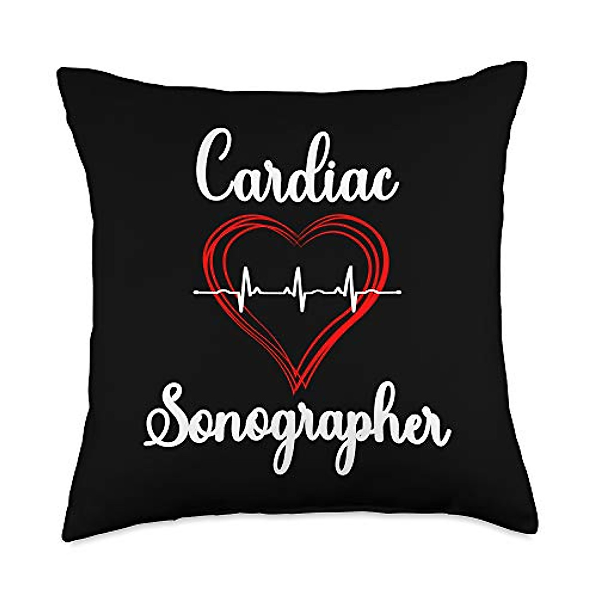 Fun Cardiac Sonography RN Nurse Sonographer Gifts Cardiac Sonographer EKG Heart Heartbeat Echocardiographer's Throw Pillow, 18x18, Multicolor