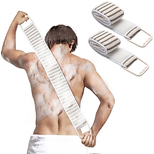AmazerBath 2 Pack Exfoliating Back Scrubber, Bath Back Scrubber Exfoliator Loofah Back Washer for Shower, Men, Women, Bathroom(37.4 inch length 3.94 inch width)