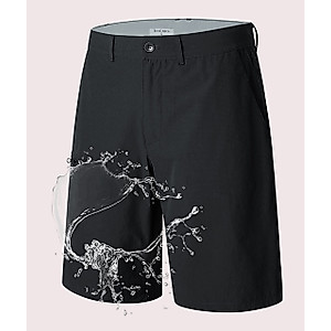 Derminpro Men's Waterproof Quick Dry Pocketed Stretch Zip Pockets Hiking Shorts Black Large