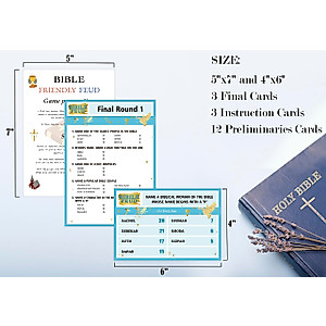 Bible Games for Adults and Family,Family Feud Game for Adults,Bible Study,Religious Gifts,Cards Christians Like,Bible Trivia,Fun Games for Family Game Night,15 Game Cards+3 Instruction Cards,O1