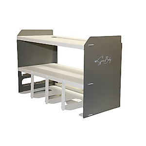 MTSpaceBaby's Power Tool Organizer Drill Holder Wall Hung Garage Mount Tool Shelf Bit Holder Double Shelf Saw Holder Charging Station Work Site Storage Box, Grey and white (MT01)