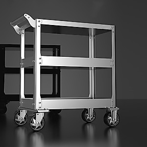 3-Tier Stainless Steel Utility Cart, 1100 lbs Heavy Duty Service Cart with Wheels, Rolling Tool Cart on Wheels, Work Cart for Mechanic, Garage, Workshop, Warehouse, 18.1" D x 30.7" W x 36.2" H