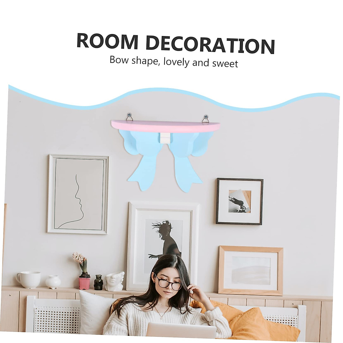 CORHAD 1pc Bow Tie Rack Office Decor Wall Shelf Bowknot Bedroom Shelf Floating Shelves Nursery Decor Office Shelving Kids Bookshelf Semi Wooden Small Bookshelf Child
