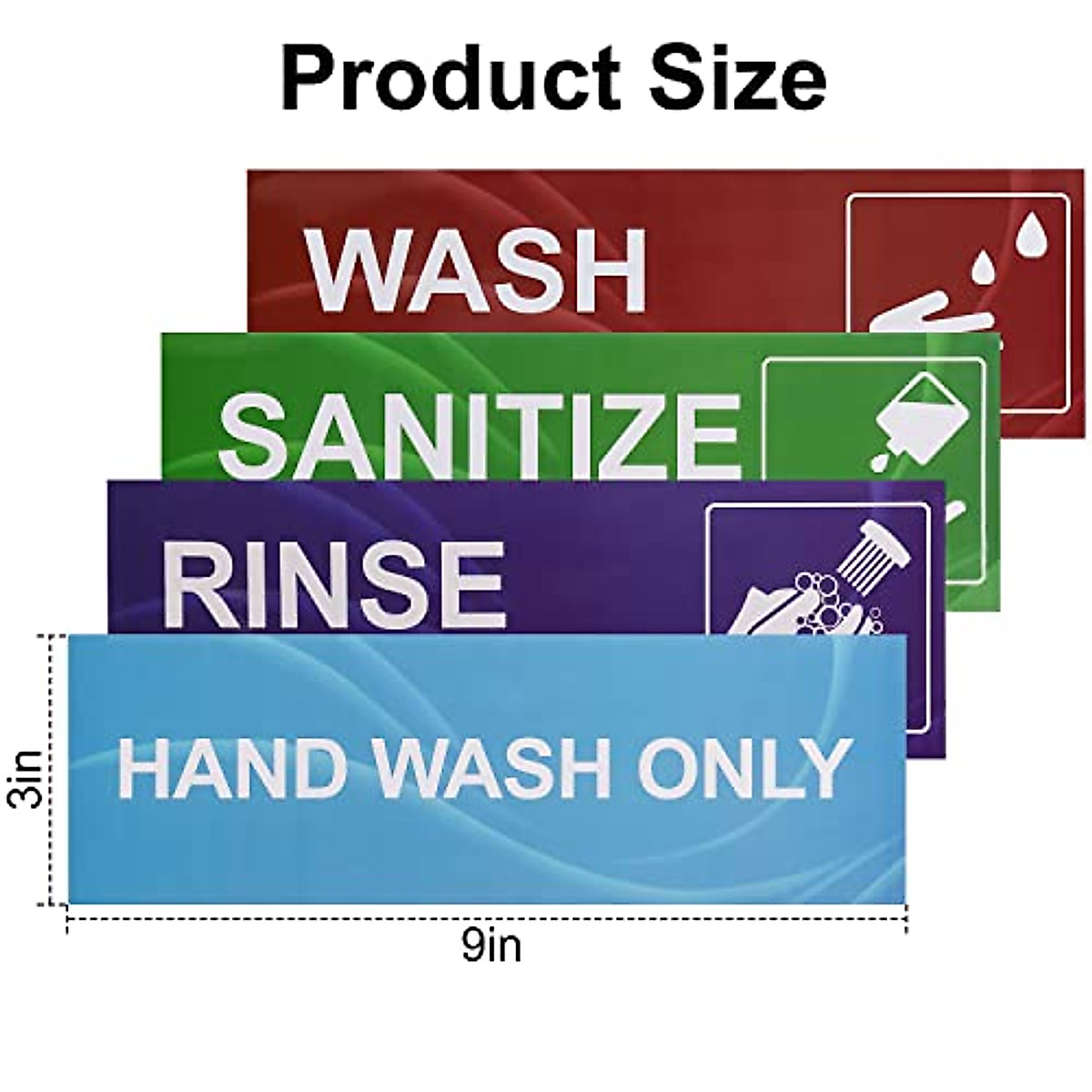 Worcest Wash Rinse Sanitize Hand Wash Only Sink Labels, 4 Pack Waterproof Sticker Signs for Wash Station, Commercial Kitchens, Restaurant, Food Trucks, Dishwashing