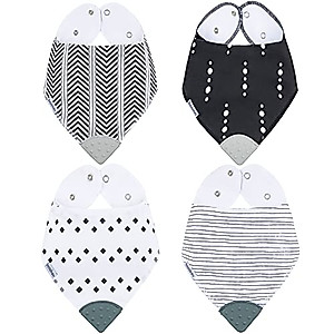 Bazzle Baby Bandana Bib Teething Bib with teether corners for Natural Teething Relief Cotton & Fleece Soak Up Drool Bib