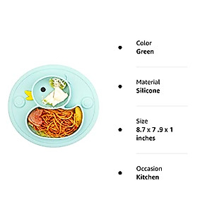 Lightening Baby Plate Silicone Toddler Plates Suction Placemat Divided Duck Dishes for Kids and Infants One-Piece Strong Suction, BPA Free, Microwave Dishwasher Safe