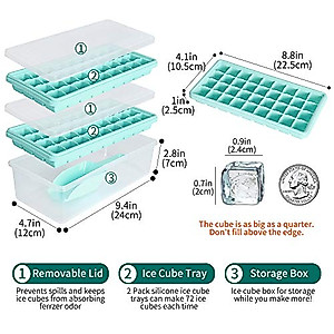 Food-grade Silicone Ice Cube Tray with Lid and Storage Bin for Freezer, Easy-Release 2 * 36 Small Nugget Ice Trays 1 ice Bucket & Scoop, Flexible Ice Cube Molds with Ice Container