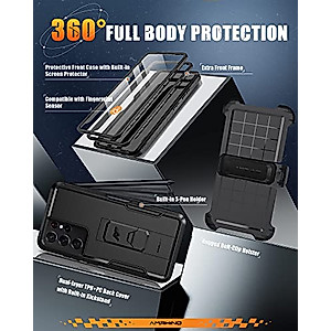 AMRHINO for Samsung Galaxy S21 Ultra Case with Built-in Screen Protector & Kickstand & S Pen Holder & Rugged Belt-Clip, Full-Body Heavy Duty Phone Case for Samsung S21 Ultra 5G 6.8 inch, Black
