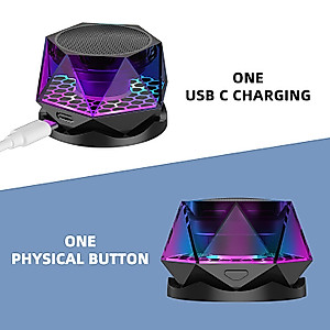 EGKimBa Magnetic Diamond Bluetooth Speaker, Small Wireless Speaker with Multi RGB Color Light Show, Portable Phone Stand for iPhone, Android, TWS Pairing