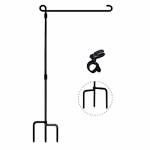 Garden Flag Stand,metal garden flag pole,decorations outdoor flag stand,garden flag holder for fly christmas flag about 13'' W,garden flag holder with Tiger Clip and Spring Stoppers Without Flag