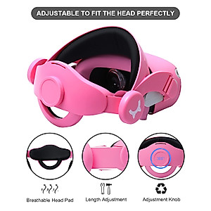Barbie Pink 6 in 1 Set Head Strap for Oculus Quest 2 Accessories,MODJUEGO Adjustable Forehead Strap with Silicone Touch Controller Grip Cover, VR Face Cover and VR Shell Protector Cover Replacement