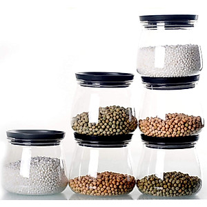 SHOPHOLIC Handi Shape Plastic Storage Container Jar Multipurpose For Kitchen (Set Of 6)