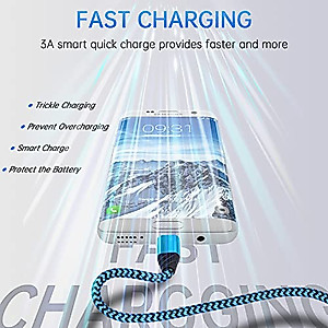 Android Phone Charger Cord Long Micro USB Charging Cable Data Transfer Fast Charging for Samsung Galaxy J8 J7 J6 J5 J4 J3 S7 S6,Moto E E5 E4 Plus/Play, G5 G5S G4 Plus/Play, G6 Play, Tablet, LG