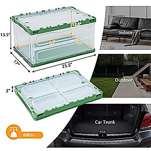 DORTALA 4 Packs 75L Collapsible Storage Bins with Lids, Stackable Utility Crate with Interlock Security Latch, Durable Clear Plastic Containers, Home Foldable Storage Boxes for Bedroom, Dorm, Garage