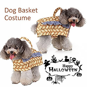 Basket Dog Costume Halloween Costumes for Small Medium Dogs, Dog Basket Costume Dog Halloween Costumes Pet Halloween Basket Costume for Halloween Christmas Birthday Party