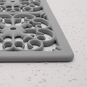 GASARÉ, Extra Large, Thick, Silicone Trivet for Hot Dishes, Pots, and Pans, Heat Resistant Mat for Countertop, Hot Pad for Kitchen, Easy to Clean, 16 x 12 x 3/8 Inches, Gray