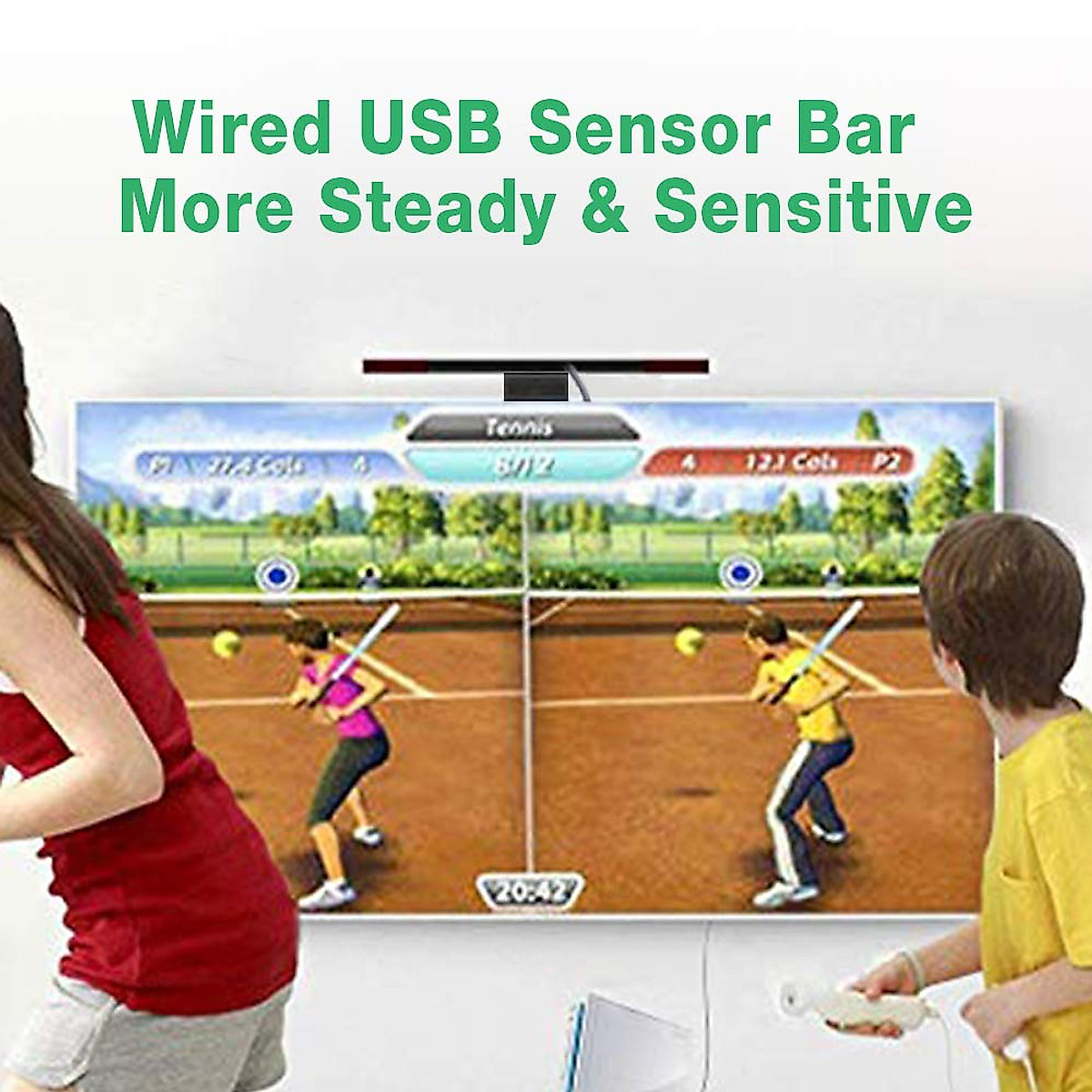 SOONORY USB Wired Wii Sensor Bar, Replacement Infrared IR Ray Motion Sensor Signal Receiver for Nintendo Wii and Wii U Console with Stable Stand(Black)