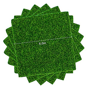 AUEAR, Artificial Garden Grass Life-Like Lawns Fake Fairy Grass Mats Mini Ornament Garden Grass Decoration (10 Pack, 6"x6")