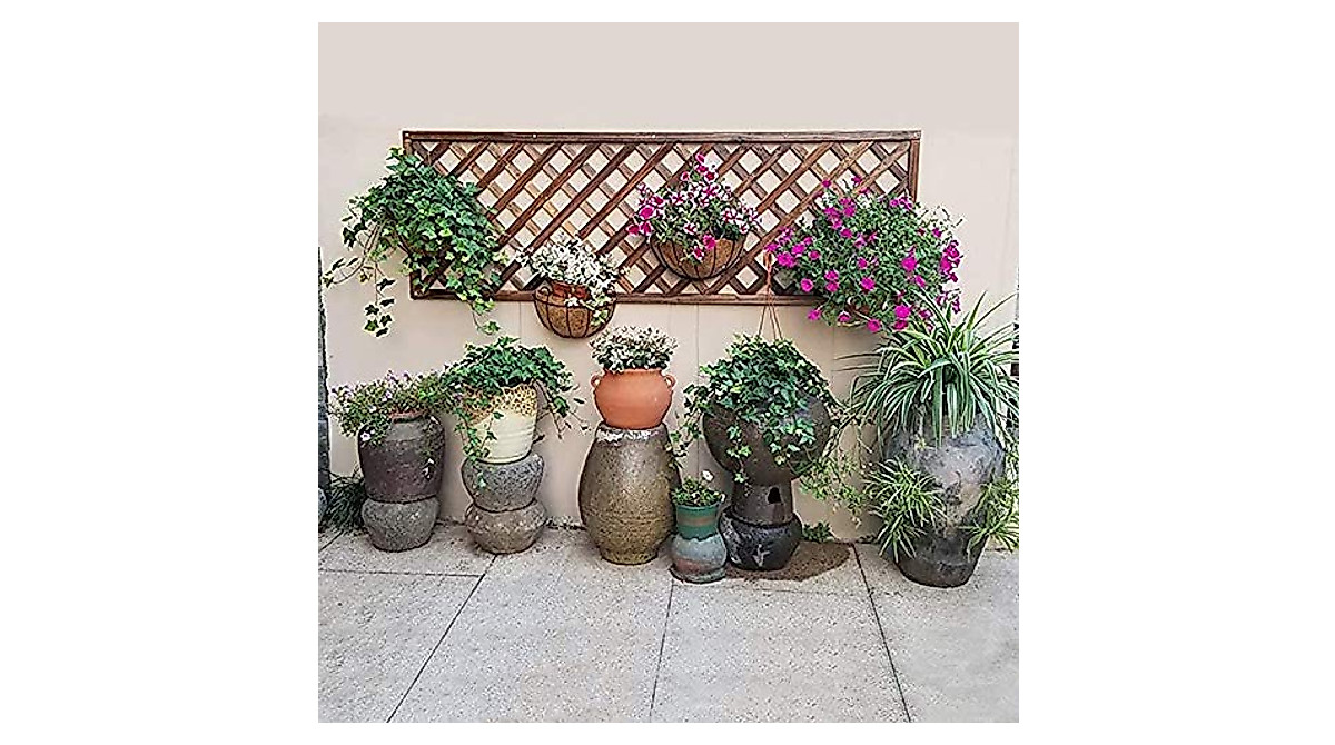 Garden Trellis Wall-Mounted Rustic Wooden Fence for Climbing Plants