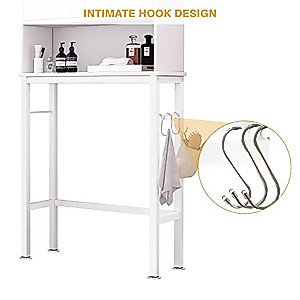 DMIDYLL Over The Toilet Storage Cabinet with Double Doors and Adjustable Shelves, Bathroom Storage Cabinet Over The Toilet, Toilet Organizer, White Wood