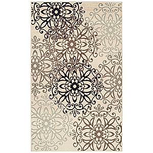 SUPERIOR Indoor Large Area Rug for Bedroom, Living/Dining Room, Entryway, Office, Farmhouse Aesthetic Floor Throw, Modern Floral Geometric Decor, Jute Backing, Leigh Collection, 5' x 8', Beige