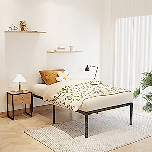 Vengarus 18inch Tall Heavy Duty Twin Bed Frame No Box Spring Needed, Metal Platform Bed Frame Twin with Steel Slat, Easy Assembly, Noise Free, Black