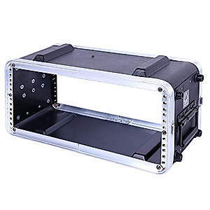 Crossrock Stackable 4U Rack Case, Strong Molded with Heavy Duty Hardware, Shallow 9.5” Depth (CRA8604US)