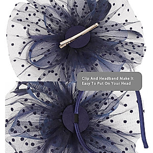 Cizoe Fascinators Hat for Women Tea Party Hat Kentucky Derby Wedding Flower Cocktail Mesh Feathers Headpiece(1-Lavender)