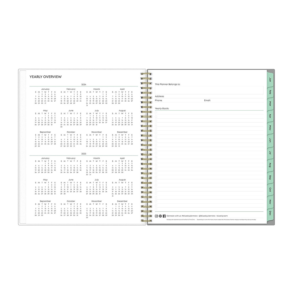 2024 Blue Sky™ Sophie Frosted Weekly/Monthly Planning Calendar, 8-1/2" x 11", Multicolor, January to December 2024, 1400